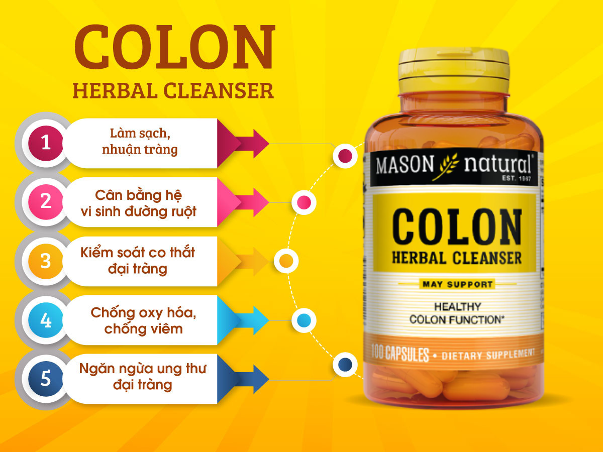 Mason Colon Herbal Cleanser May Support - Sạch đại tràng, hỗ trợ viêm ...